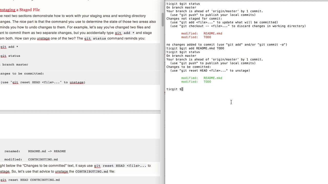 git unstage a staged file