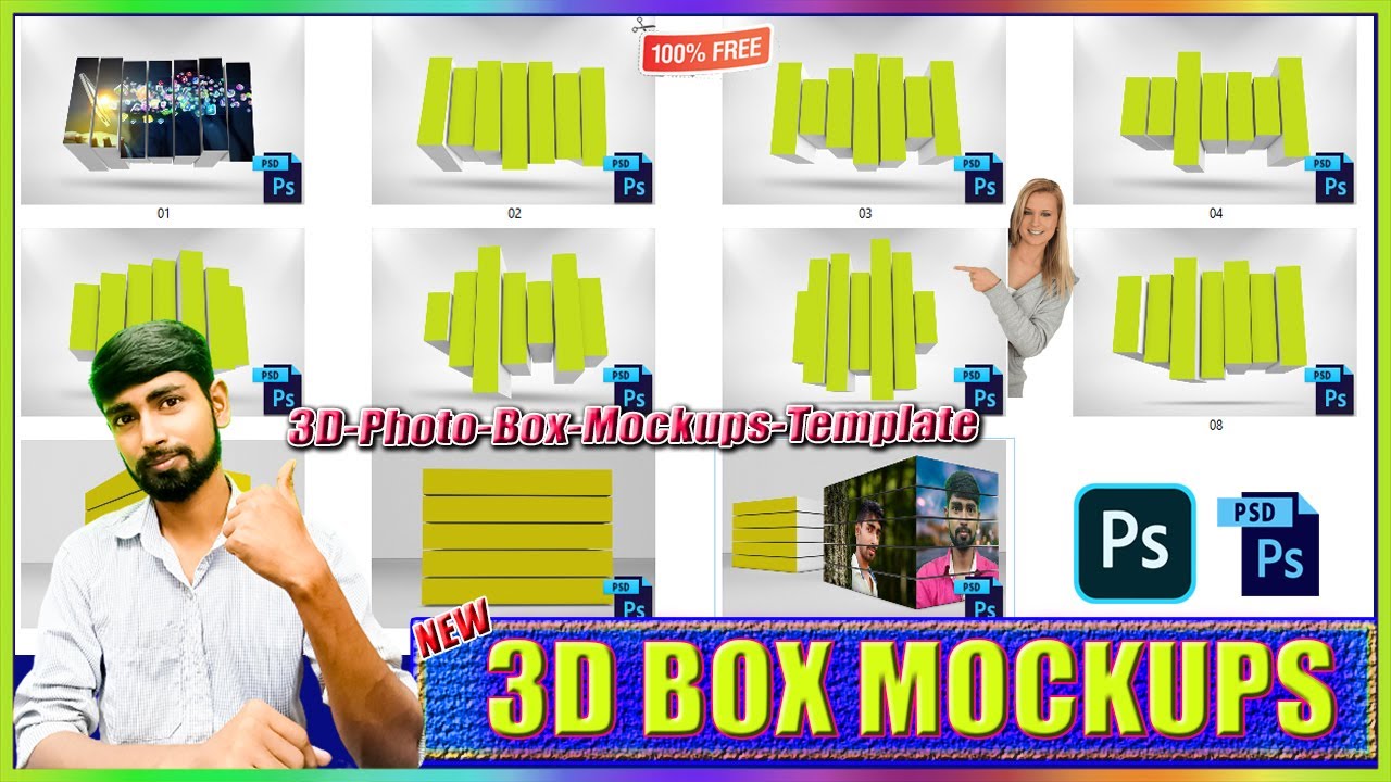 3D BOX MOCKUPS  PSD || 3D BOX PSD TEMPLATE || FREE PSD BY JANA COMPUTER