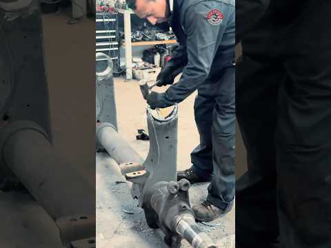Hendrickson suspension hanger bushing ring replacement #axlespindle #trailer #axle #asmr #shorts
