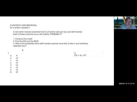The Discrete Uniform model of probability from chapter 6