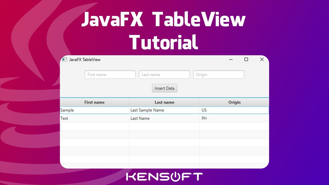 TableView in JavaFX Tutorial for Beginners | INSERT DATA
