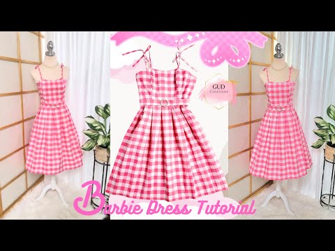 BARBIE PINK GINGHAM DRESS SEWING TUTORIAL #barbiemovie #barbiedress