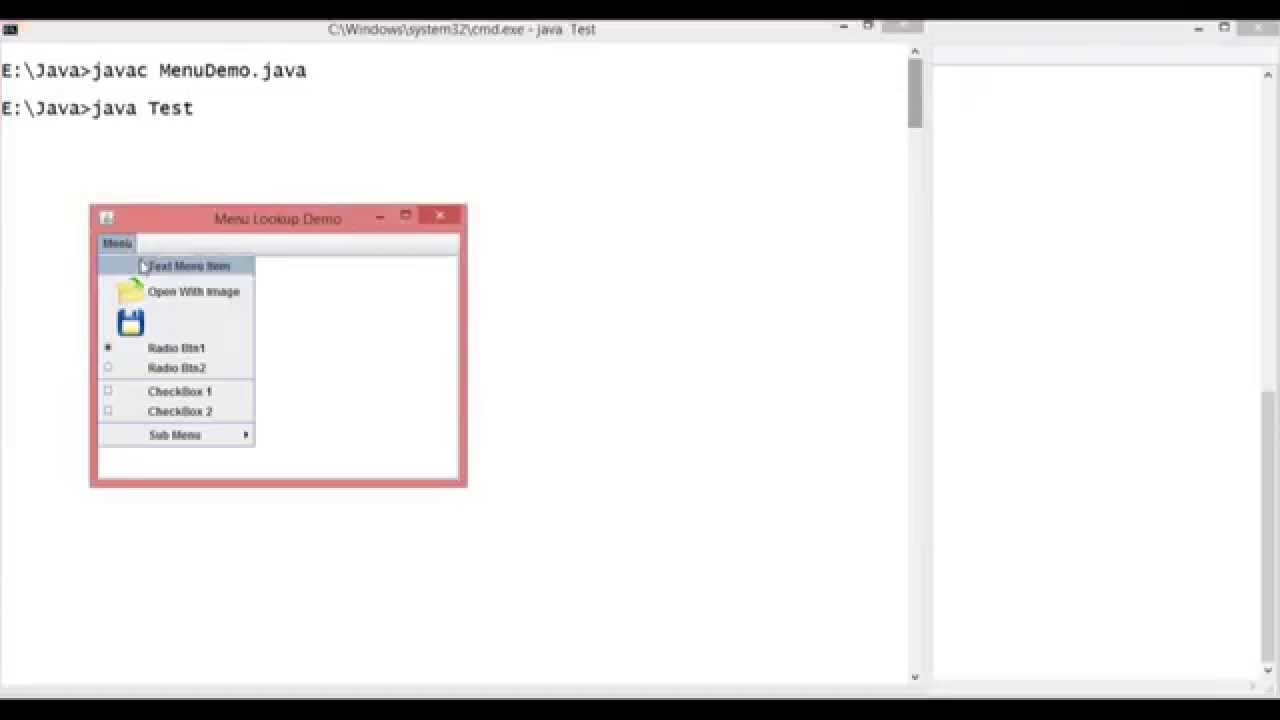 Java Swing Menu Component Demo