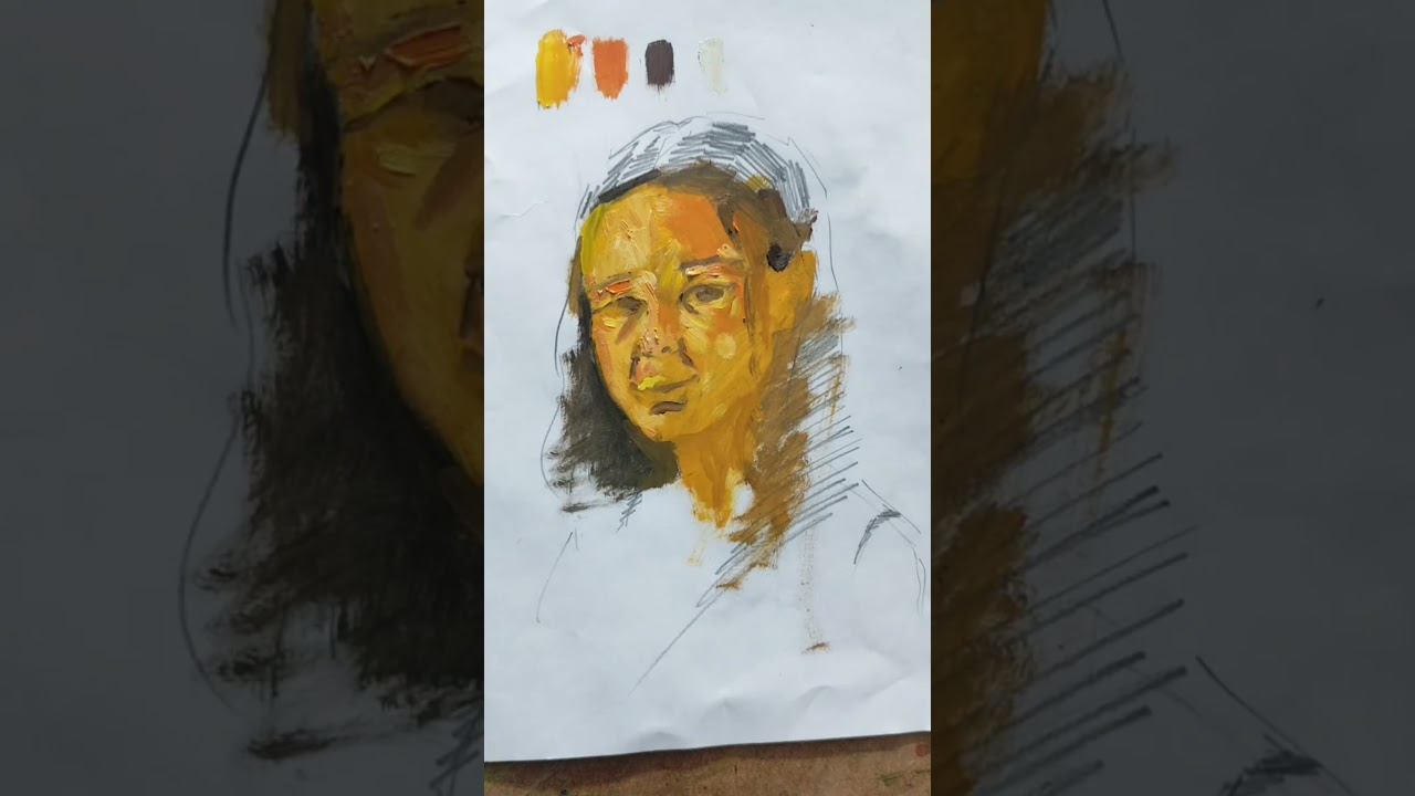 teaching myself how to do oil portraits  in less than 10 minutes 🤯 did I pass or I fail