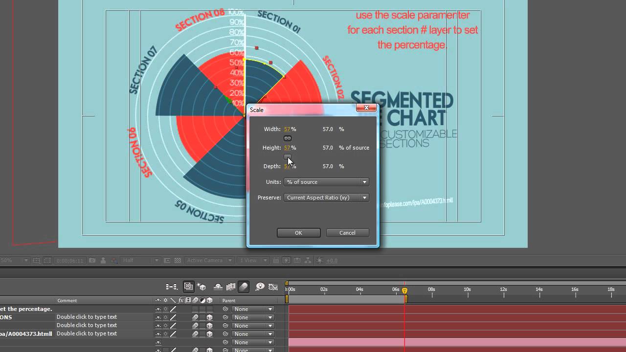 Infographics Version 2 AE template Customization Video- segmented Pie chart