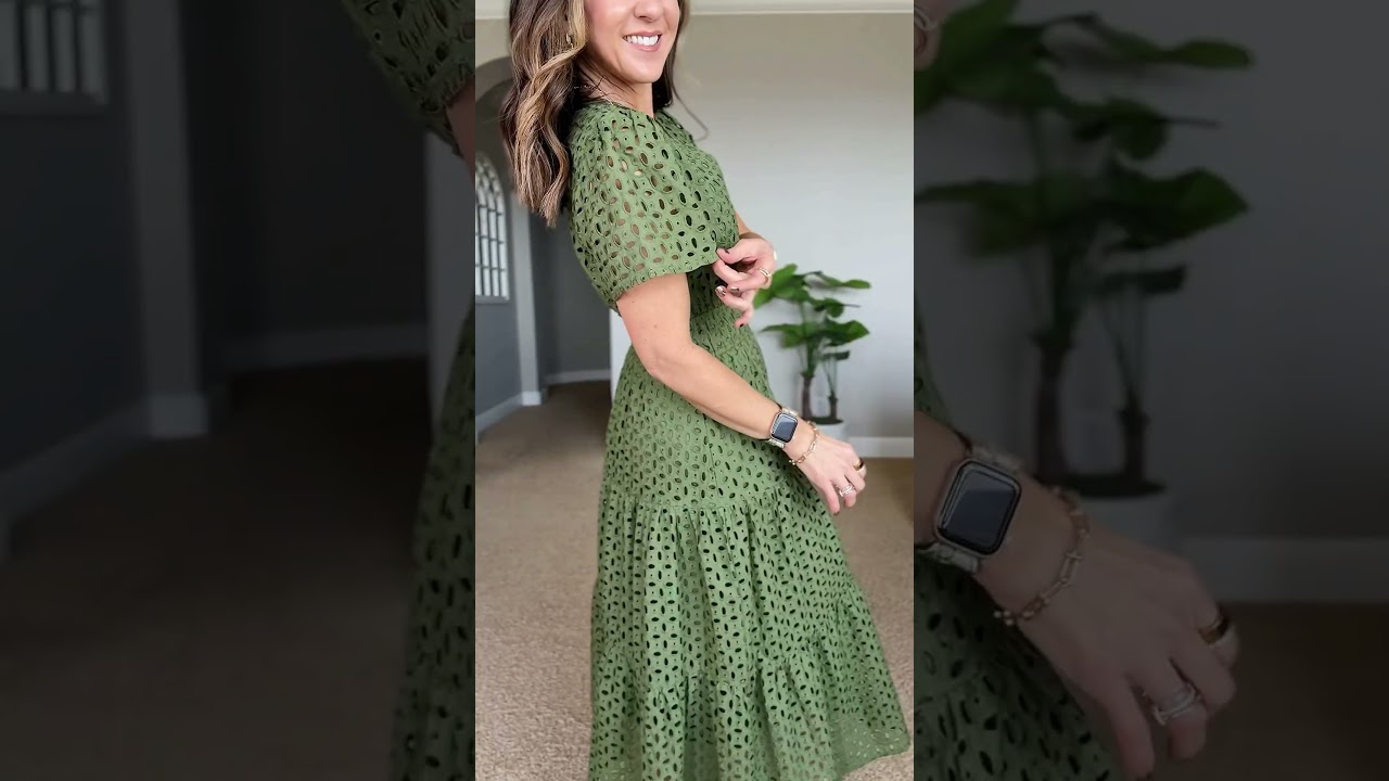 Amazon Spring Eyelet Dresses Petite Friendly 👗link in comments. #petitefashion #amazonfinds #spring