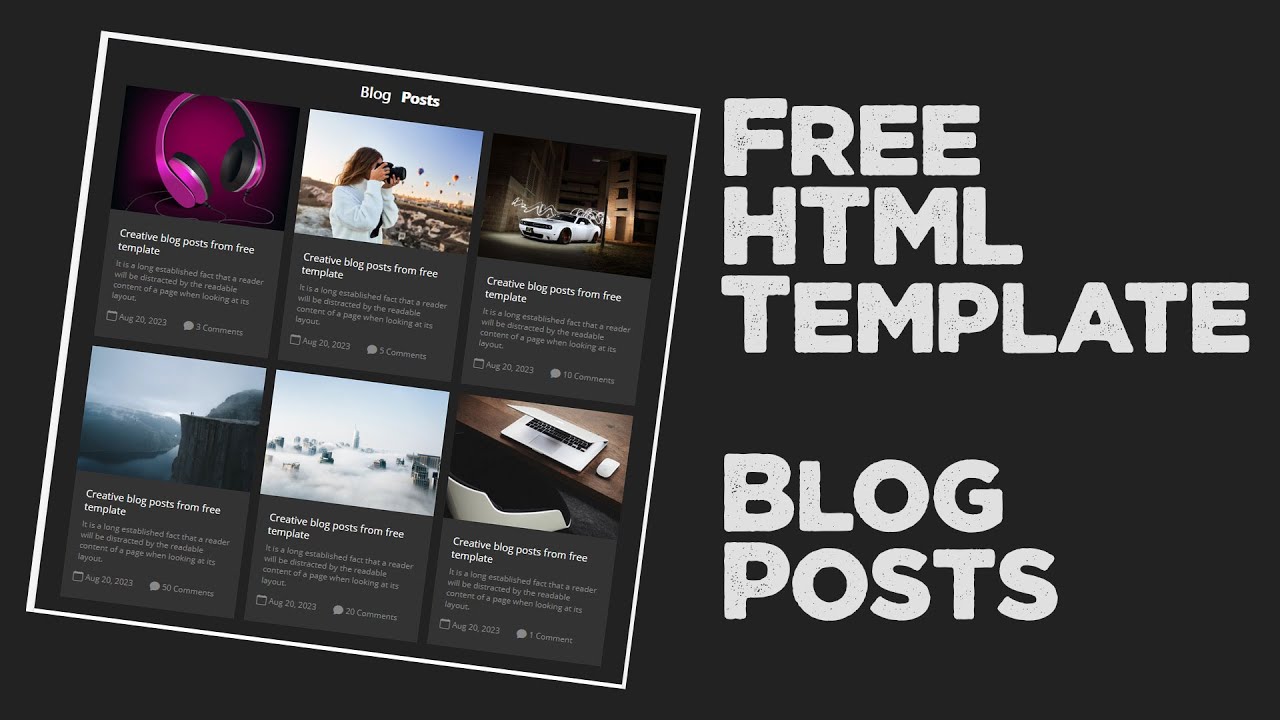 Blog posts section free HTML template + tutorial | Quick programming tutorial