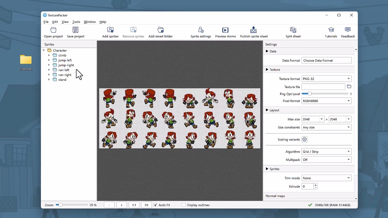 TexturePacker Quick Tutorial: How to create a sprite strip