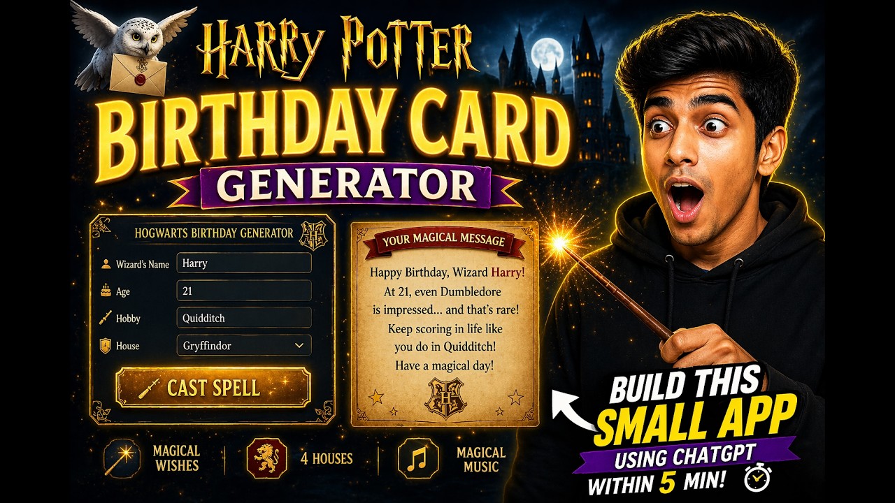 Build a Harry Potter Birthday Card Generator in 5 Minutes Using ChatGPT 🧙‍♂️