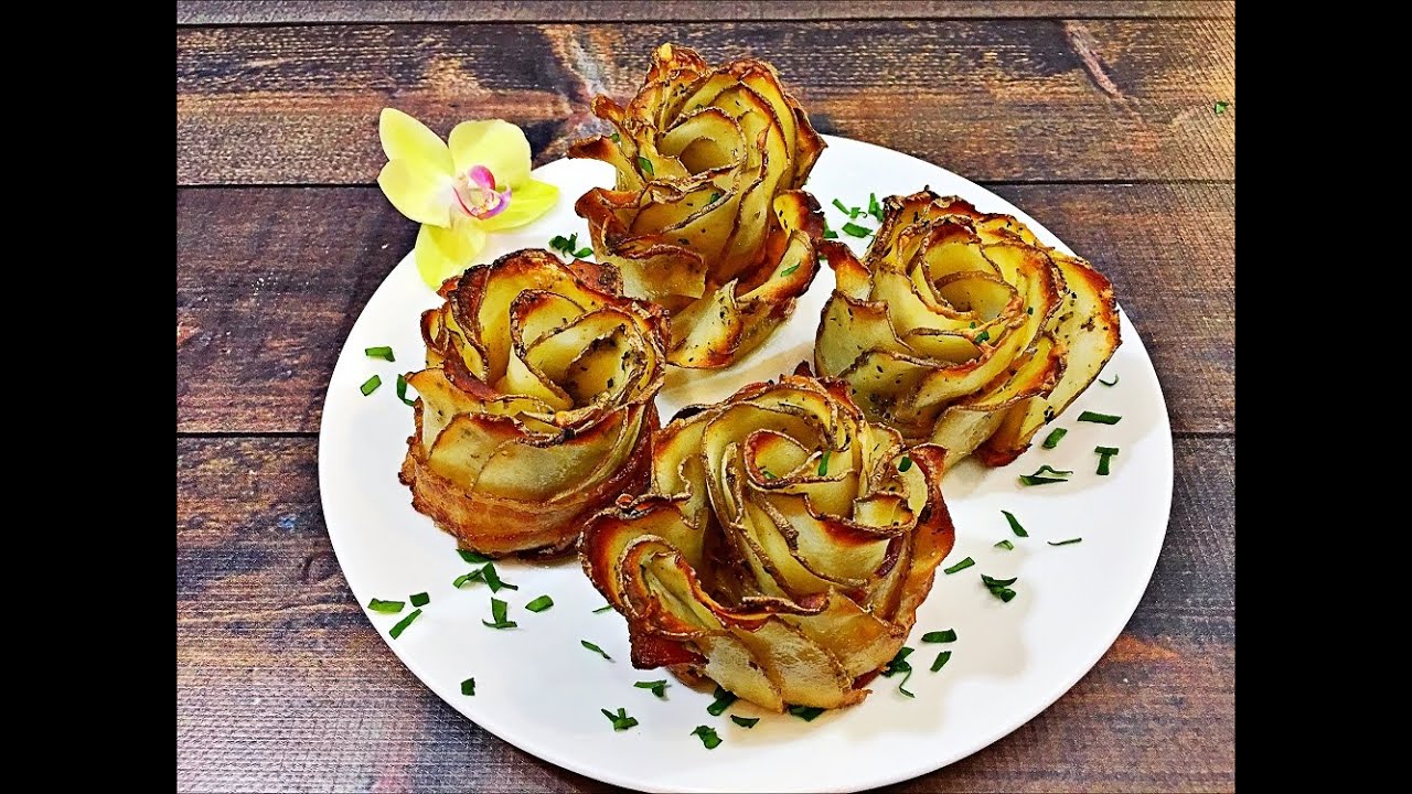 Bacon Wrapped Potato Roses - How to make baked rose shaped potatoes