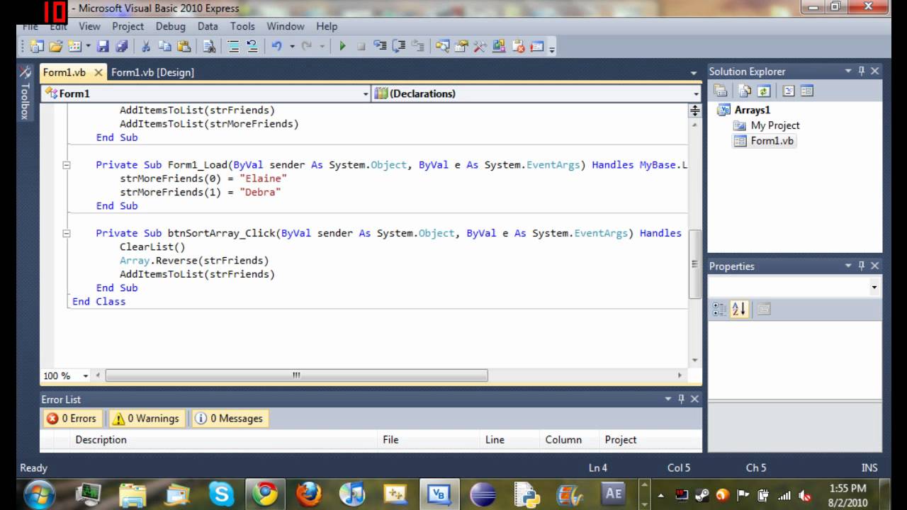 Visual Basic 2010 Tutorial 20 - Reversing Arrays