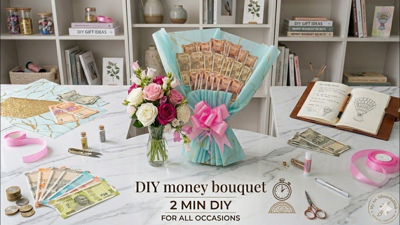 DIY Money Bouquet in 2 Minutes! 💸 Easy Last-Minute Gift Idea.