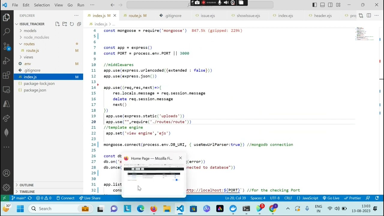 Issue Tracker Project Using Node JS ,Mongo Db and Ejs