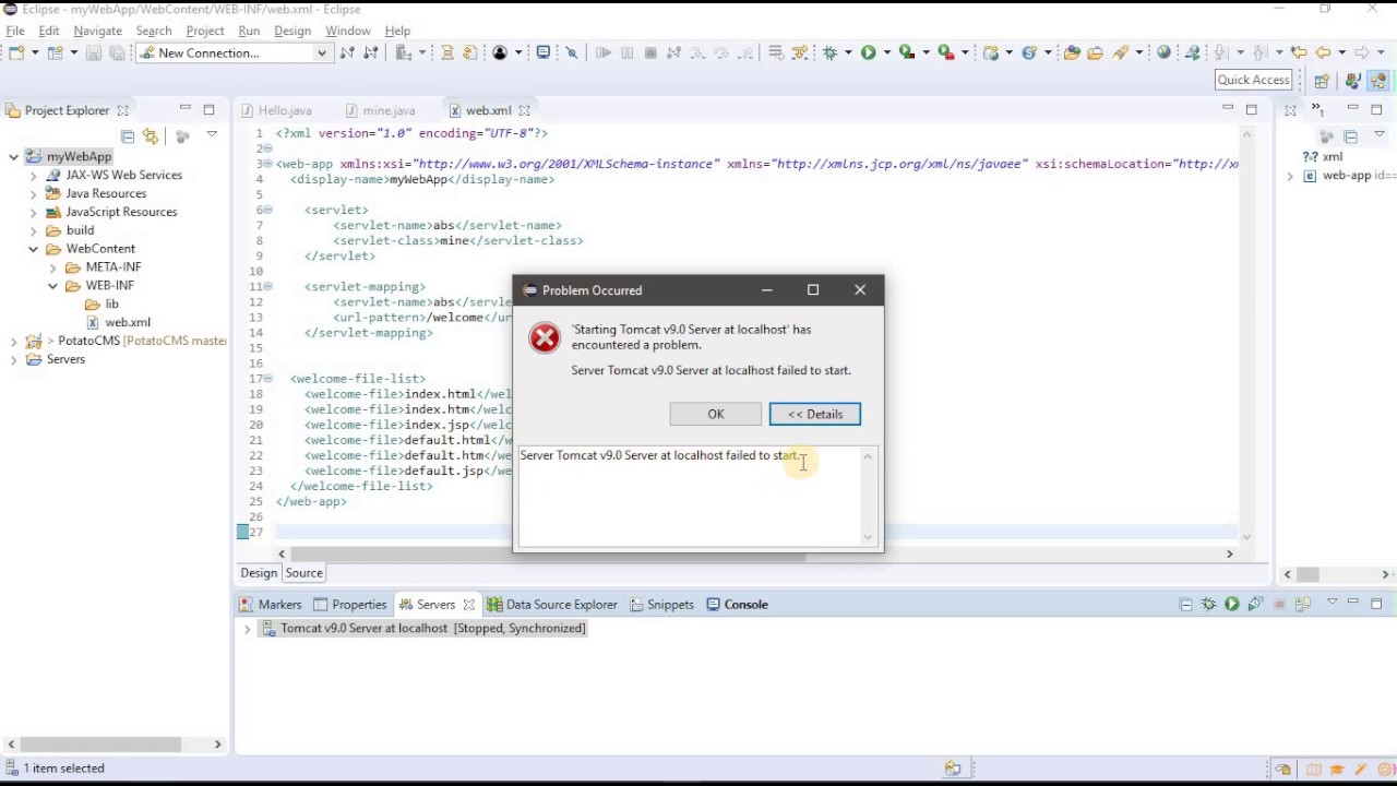 Fixing Apache Tomcat not starting in Eclipse IDE