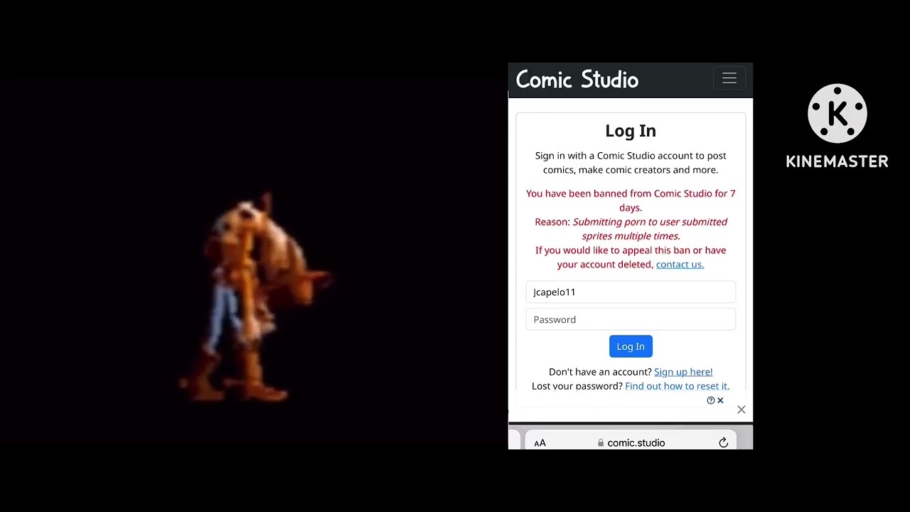 Your have 7 days comic studio banned