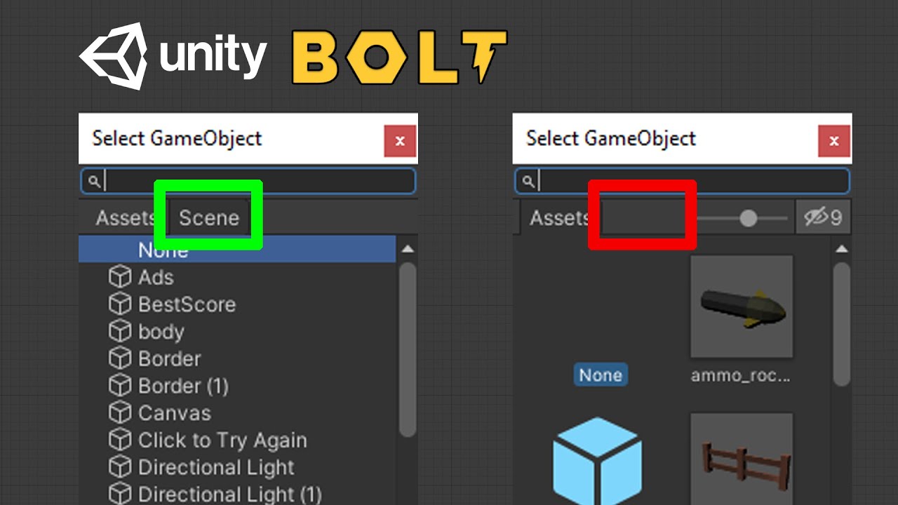 Unity-Bolt: Why can't I see Scene Game Object in Select Game Object Window  (Visual Scripting)