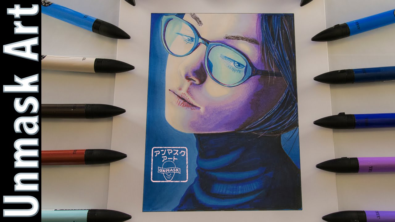 A Very Blue Portrait | Marker Drawing Time Lapse