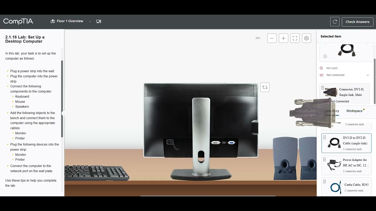 CompTIA A+ 2.1.16 – Set Up a Desktop Computer Lab (No Talking / Silent Walkthrough)