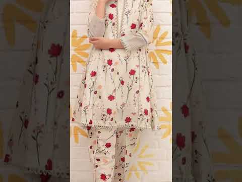 Lawn Cotton printed Frock Design 2025