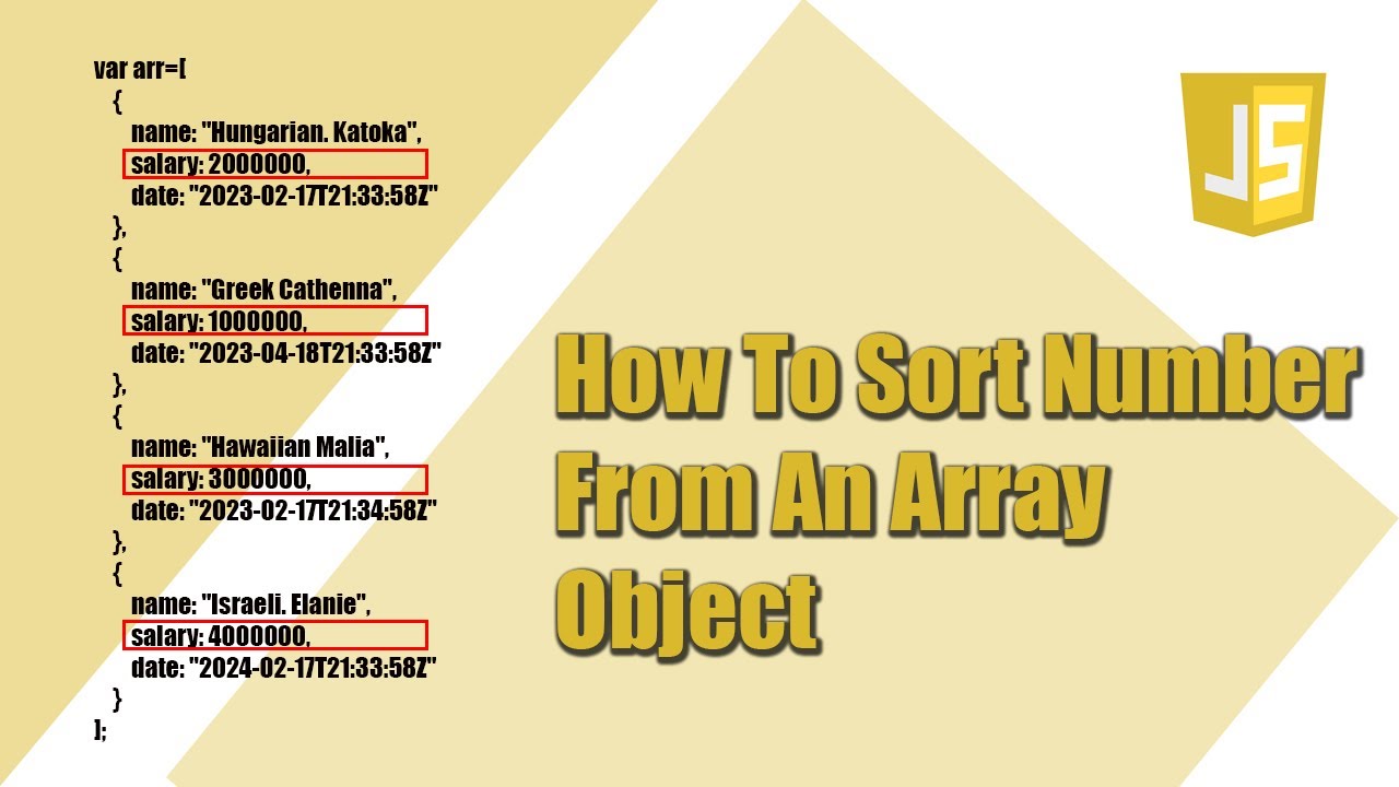 How To Sort Numbers From An Array Of Object Javascript || Javascript || Javascript Tutorial || JS