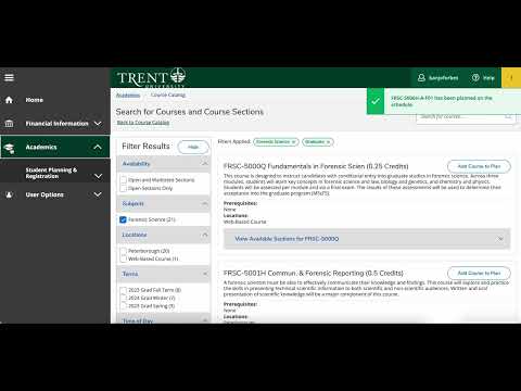 How to use the Student Planning and Registration tool in Self Service