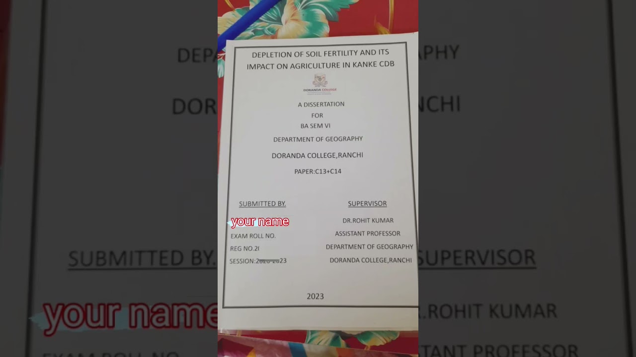 PROJECT REPORT FRONT PAGE ||dissertation project front page||how to make front page design