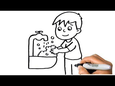 How to DRAW WASHING HANDS EASY Step by Step