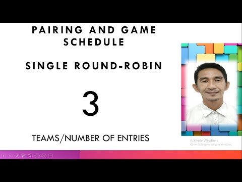Single Round Robin; Pairing and Game schedule for 3 teams