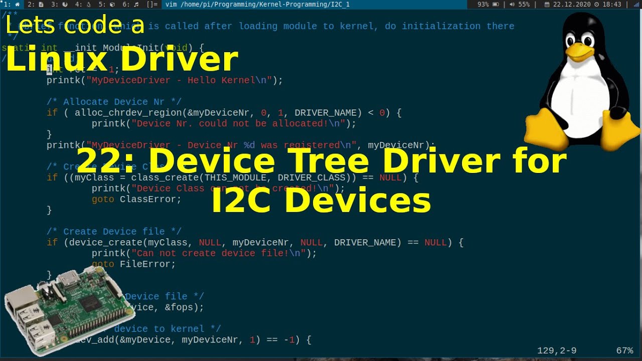 Let's code a Linux Driver -  22: Device Tree driver for an I2C Device