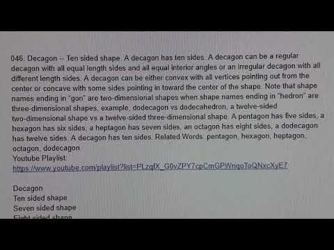 CreatorMath.com Geometry Vocabulary 046. Decagon -- Ten sided shape.