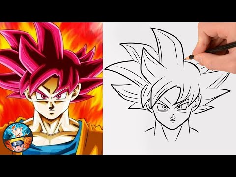 COMO DIBUJAR A GOKU SSJ DIOS ROJO - DRAGON BALL SUPER FÁCIL PASO A PASO