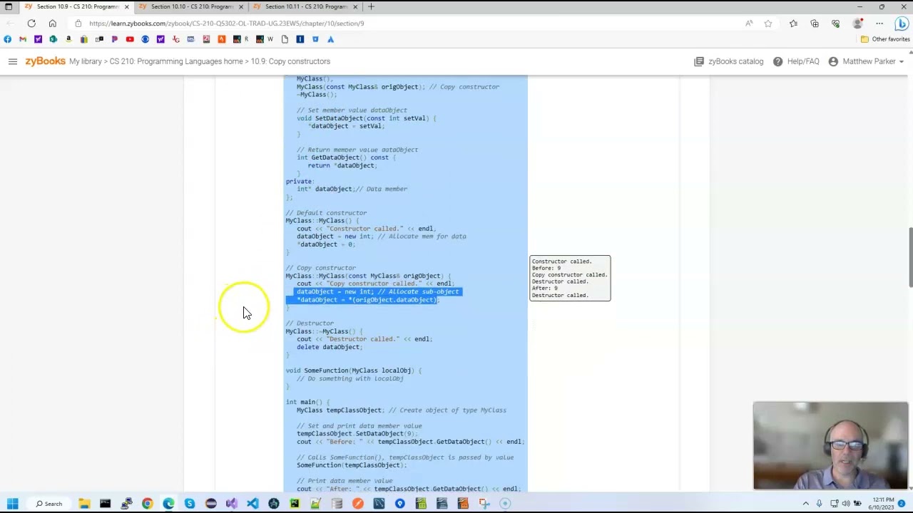 CS 210 zyBooks Ch 10, Pointers Part 2