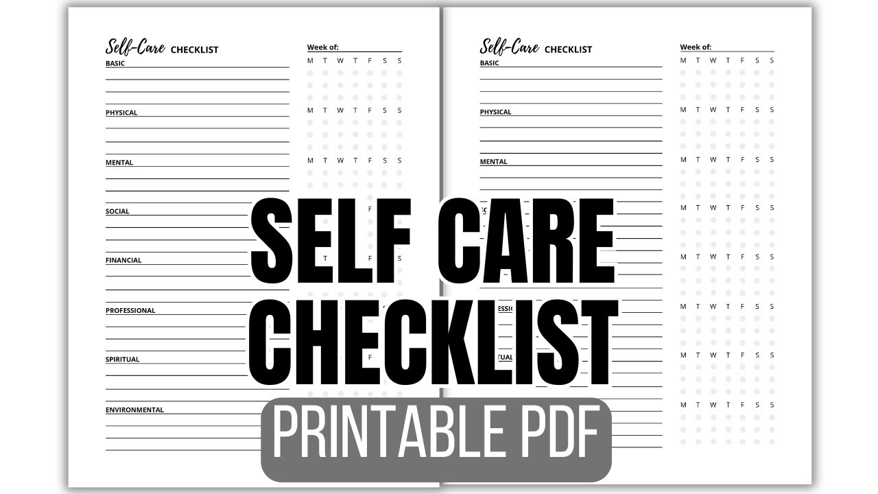 Self Care Checklist Printable (PDF)