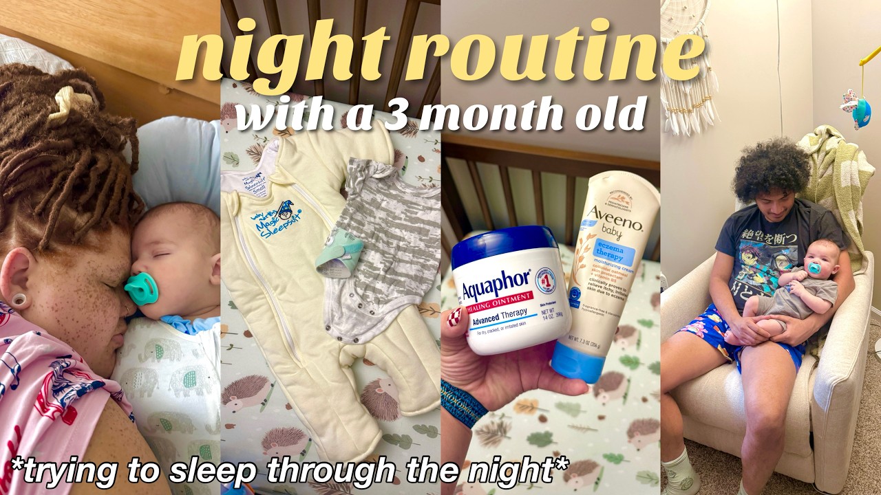 NIGHT ROUTINE | 3 month old baby | first time mom, 7pm bed time, sleep regression *realistic*