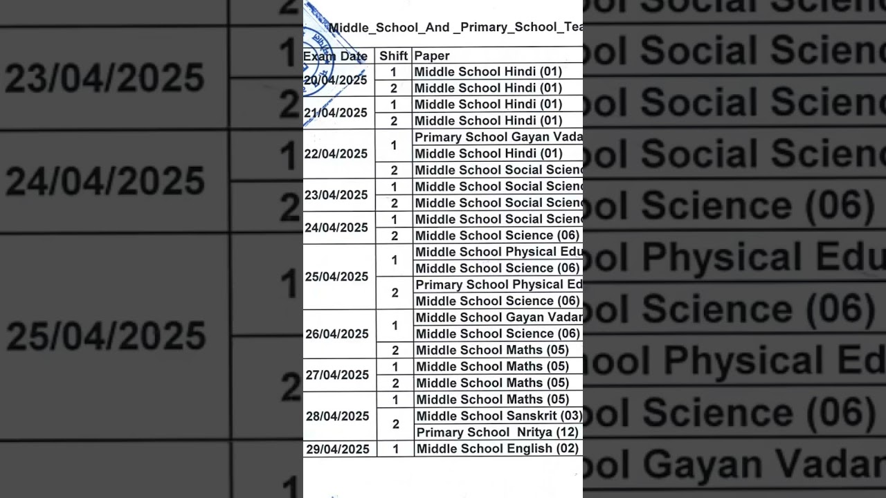 MP middle & primary teacher exam time table 2024 #timetable #exam #shortfeed #jobalert #mpesb