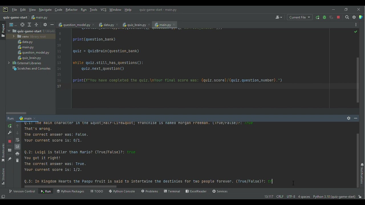 Quiz Game Project | #100DaysOfCode | Python