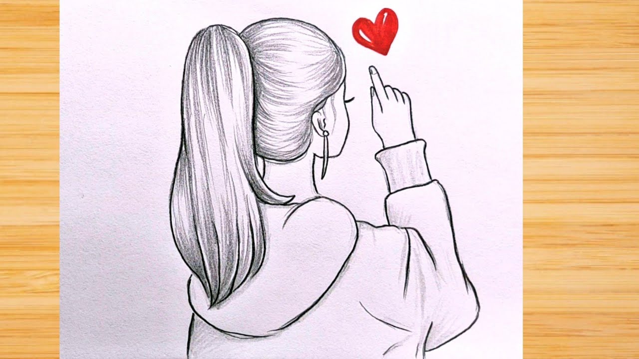 Cómo dibujar una chica Tumblr corazón coreano / Dibujo simple y hermoso a lápiz