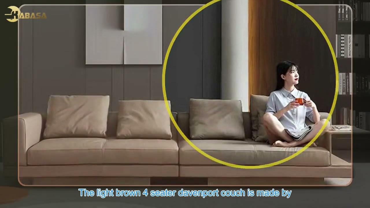 4 Seater Davenport Couch Light Brown Leather Sofa Furniture  High quality sofa l+ living room sofa
