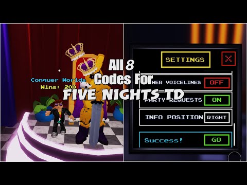 Roblox All 8 Codes For (Five Nights TD)