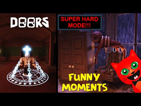 Funny moments in SUPER HARD MODE | Red Cat WOW | DOORS roblox