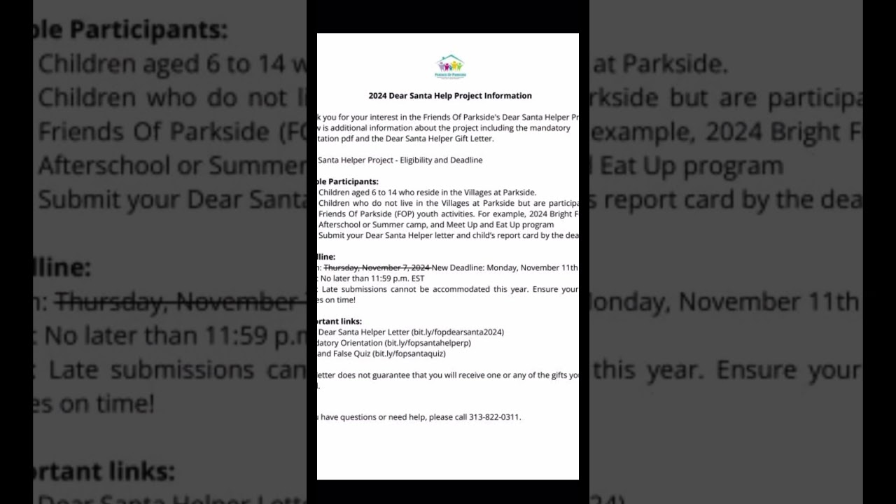 2024 Dear Santa Helper Project/Eligibility & Deadline👇🏾 Thursday, November 7, 2024* Before 11:59PM