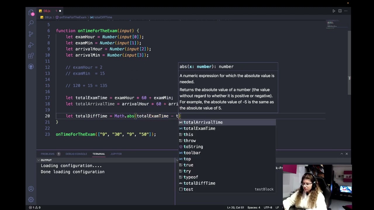 SoftUni JS Basics - Conditional Statements Advanced (Exercise) - 08. On Time for the Exam
