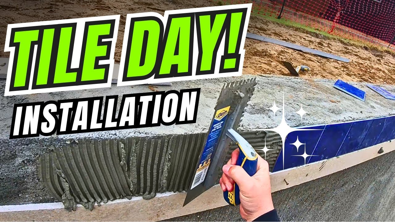 Pool Tile Installation From Beginning to End! Day In The Life Of A Contractor Behind The Scenes