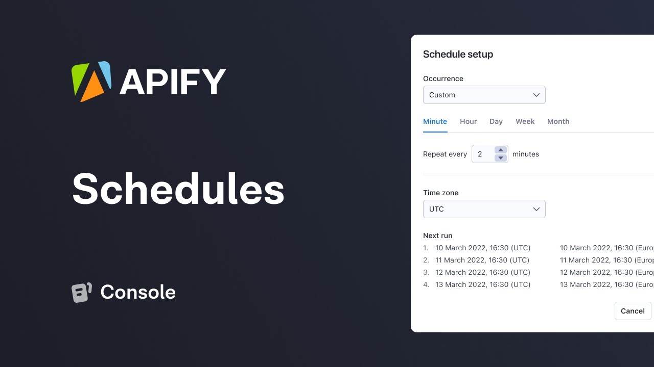 How to schedule tasks to run automatically on the Apify platform