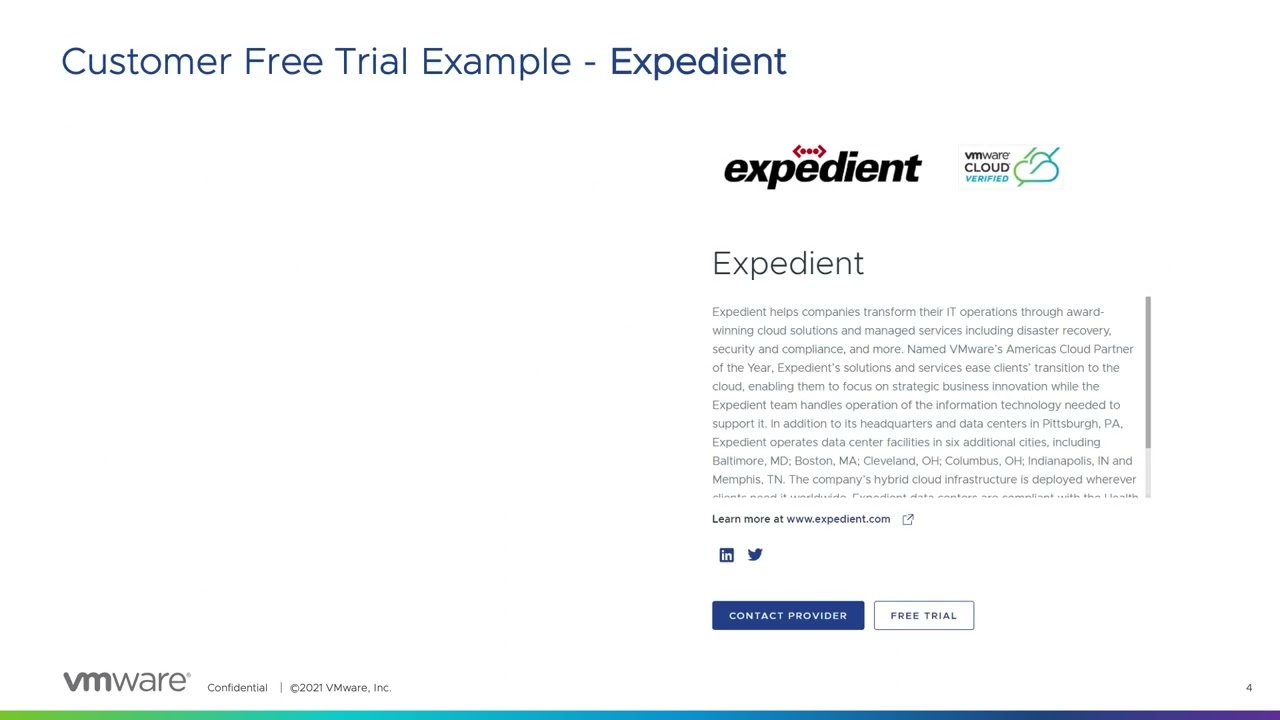VMware Cloud Verified Free Trial process and benefits