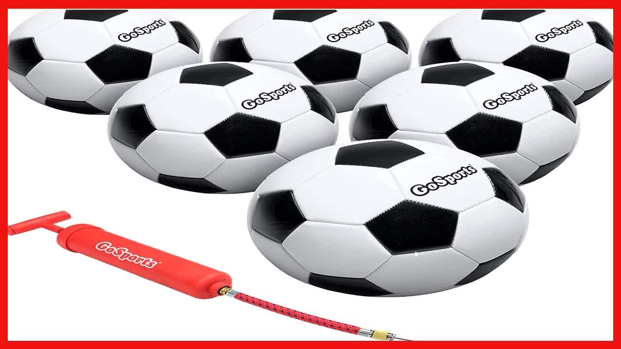 GoSports Classic Soccer Ball 6 Pack - Size 5 - with Premium Pump and Carrying Bag