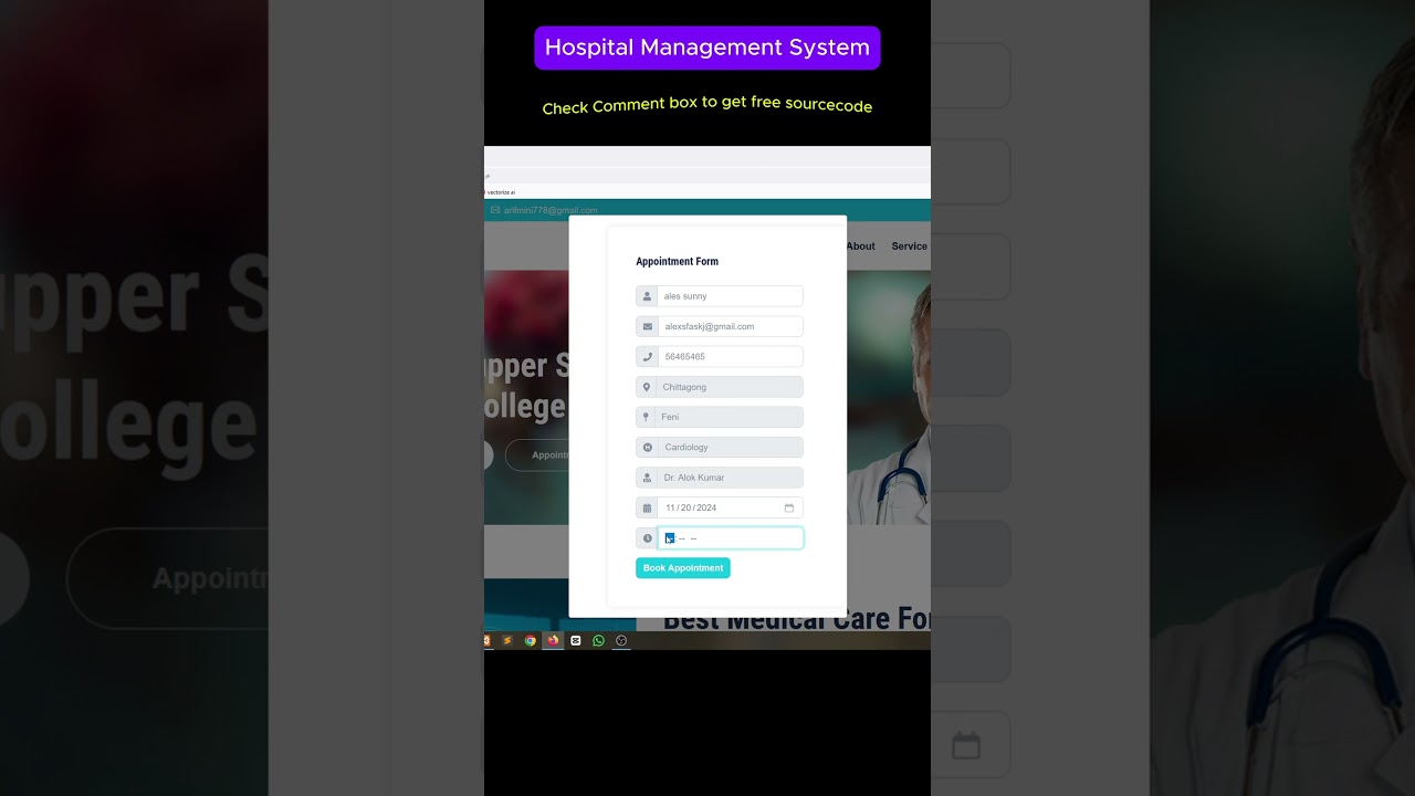 Doctor Appointment Form with Database (Hospital management system) #shorts #programming #python