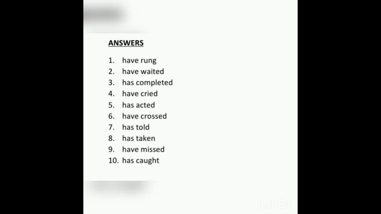 ##Present Perfect Tense##Worksheet with answers