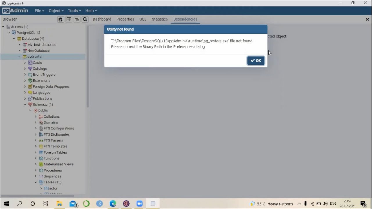 Unable to Restore/Import given Database | SQL | PostgreSQL | pgAdmin 4