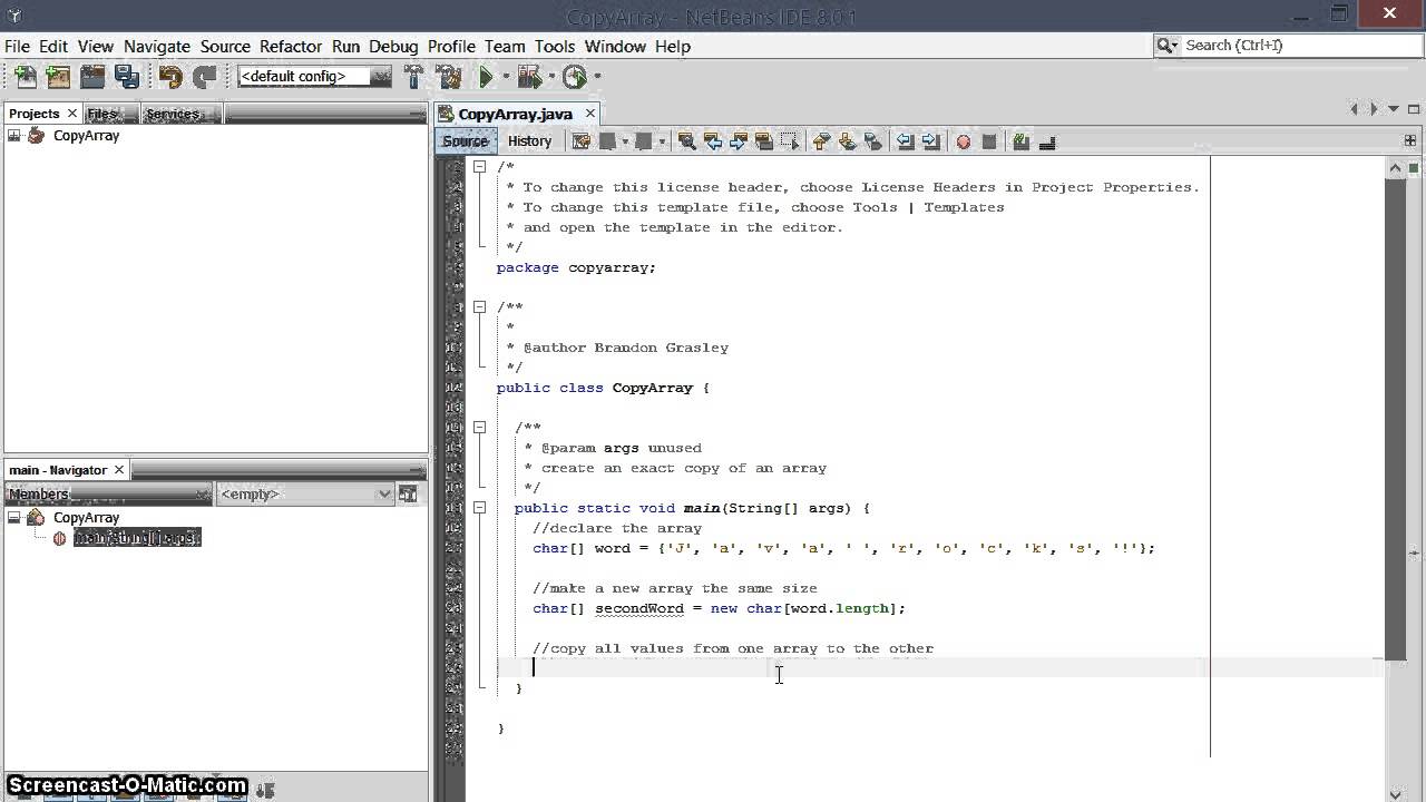 Copy all values from one array to another in Java
